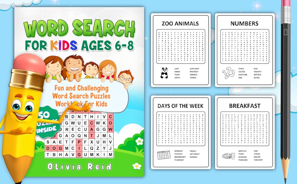 Amazon.com: Word Search For Kids Ages 6-8: Fun and Challenging Word ...