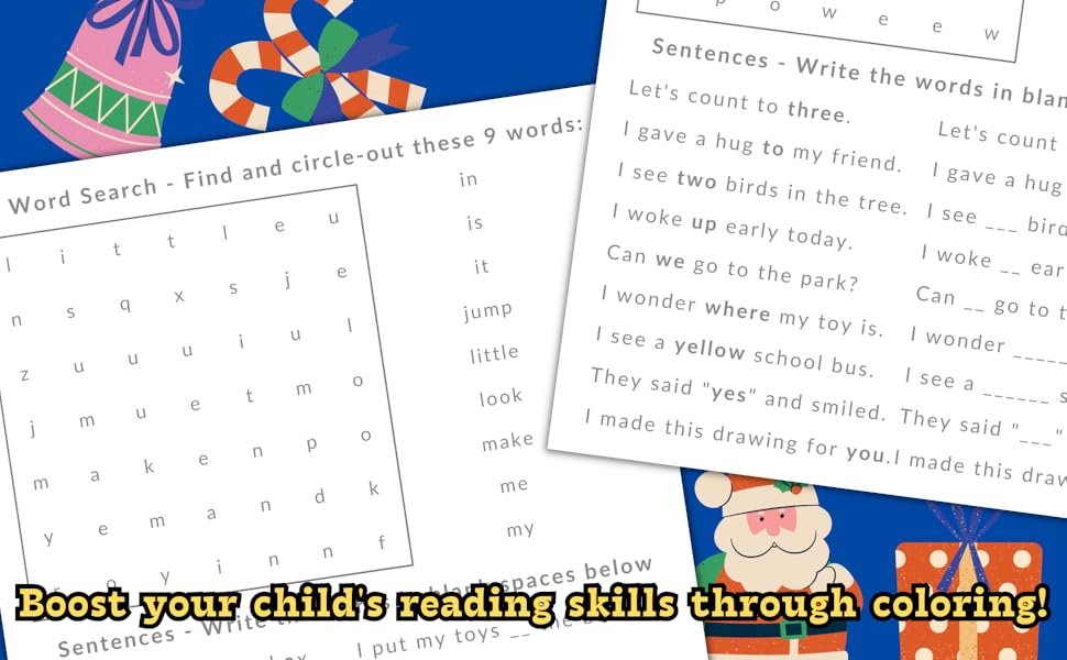 Christmas Color by Sight Words for Kids Ages 4-7: Pre-K, Kindergarten ...