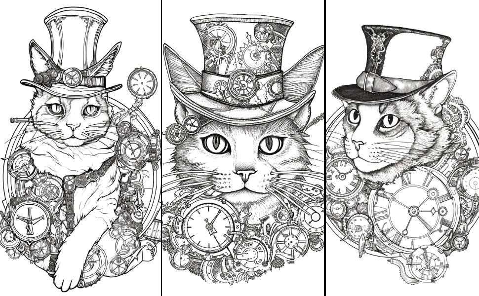 Amazon.com: Steampunk Cats Coloring Book: Unleash Your Creativity with ...