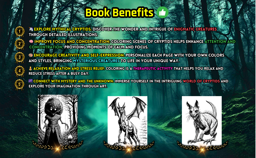 Cryptid Coloring Book: A Relaxing Cryptozoology Coloring Book of Mythological Creatures and ...