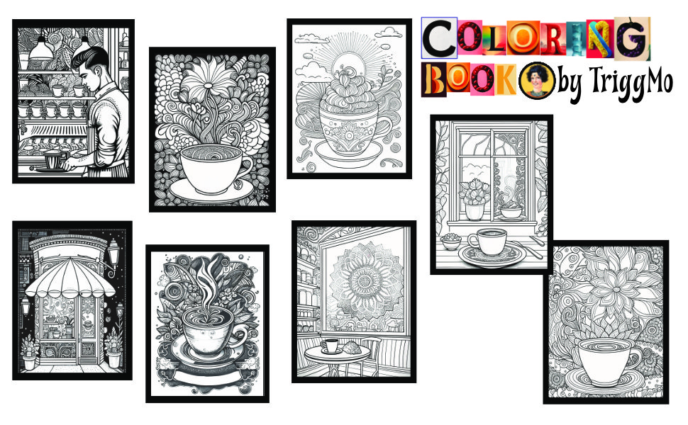 Amazon.com: Coffee Shop Coloring Book: 35 Pages For Adults To Express ...