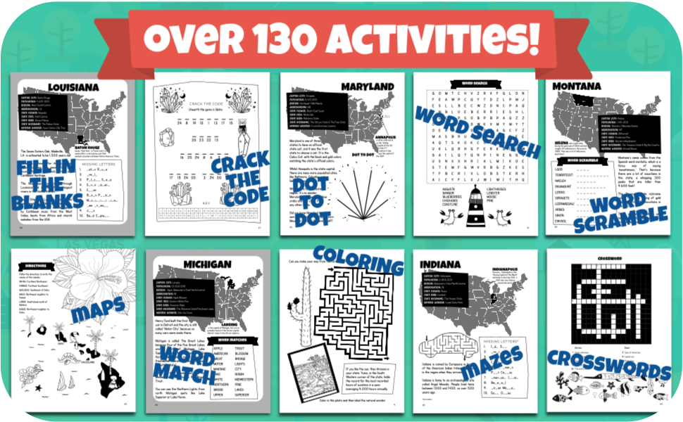United States Activity and Fun Fact Book: 50 States Geography Workbook ...