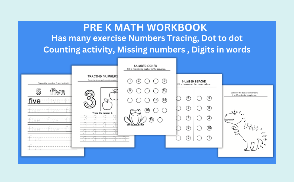 Amazon.com: Preschool Math Workbook: Number Tracing, Addition, Dot to ...
