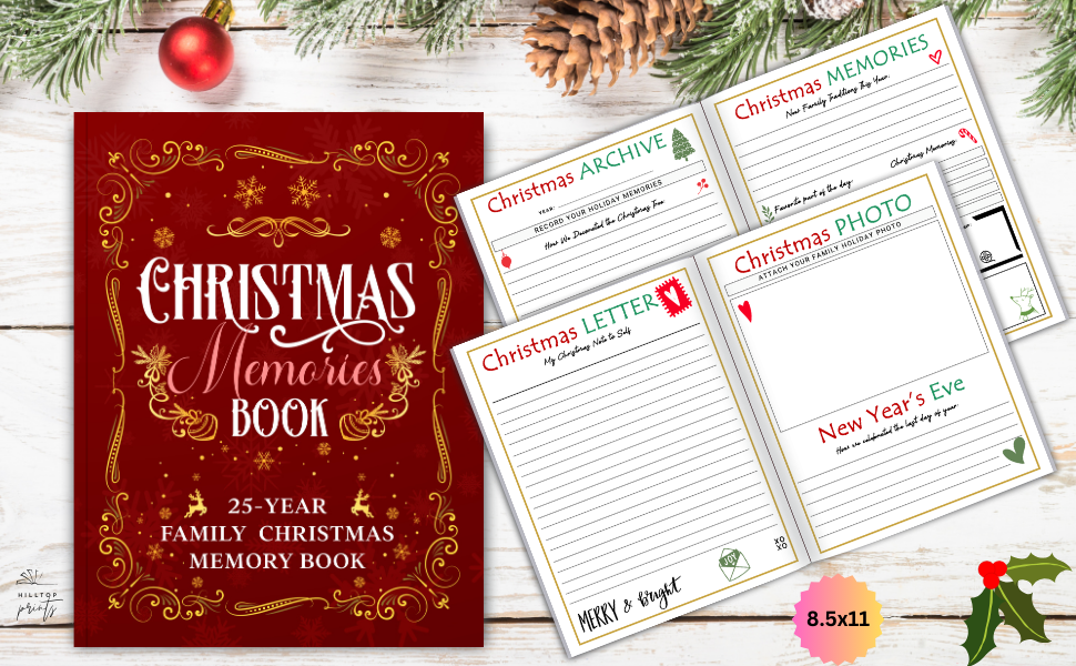 Christmas Memories Book: 25-Year Family Christmas Memory Keepsake ...