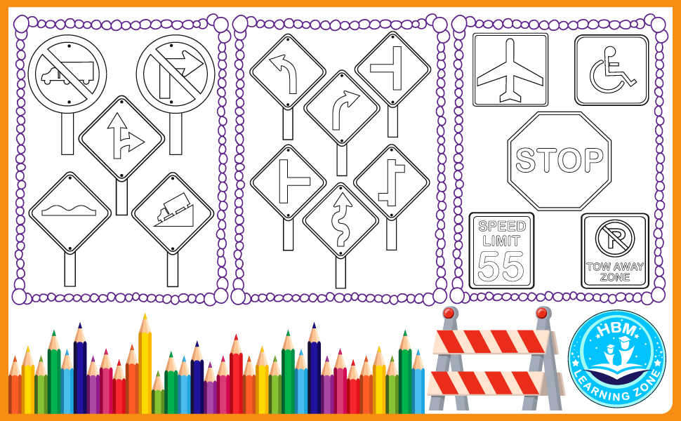 Traffic Sign Coloring Book for Kids: Immerse Your Child in a Colorful ...