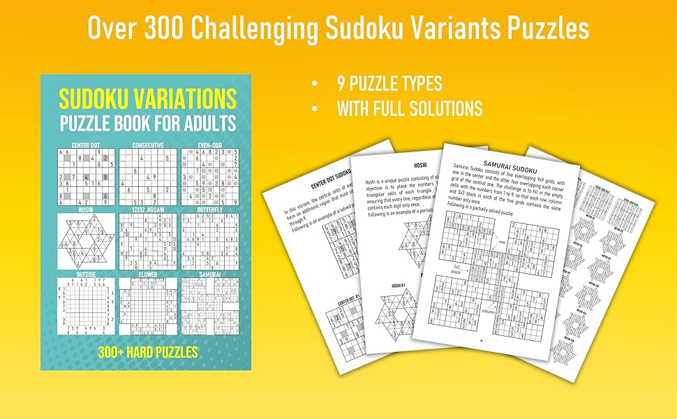 Sudoku Variations Puzzle Book for Adults - 300+ Hard Puzzles: Center ...