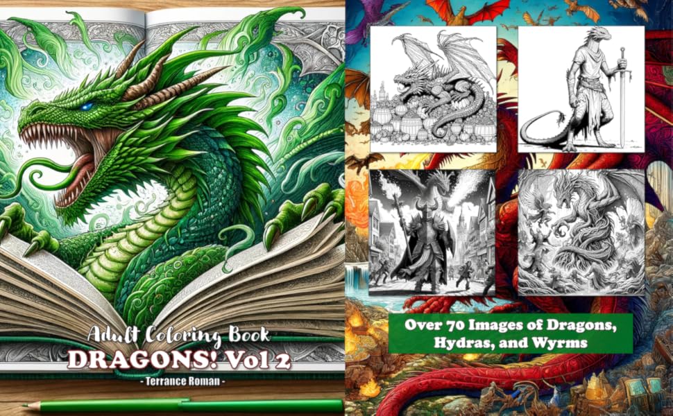Amazon.com: Adult Coloring Book - Dragons - Volume 2: More Dragons, Hydras, and Wyrms - Fantasy ...