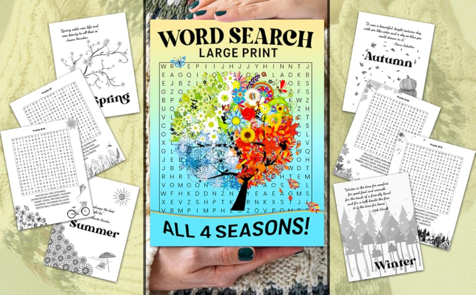 Seasons Word Search! A Large Print Puzzle Adventure through Spring ...