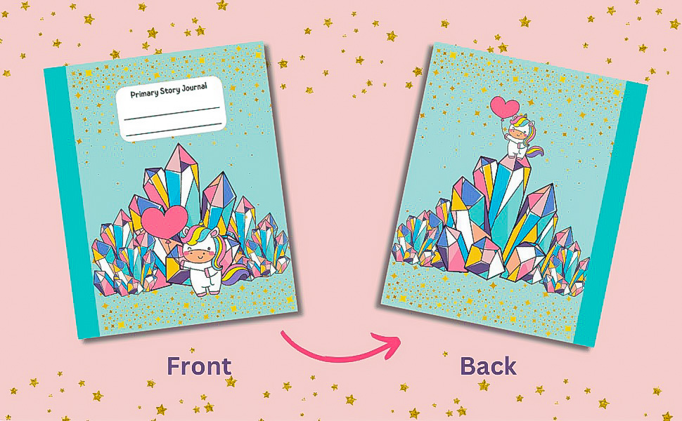 Primary Composition Notebook: Cute Unicorn and Crystals Grades K-2 Draw and Write Story Journal ...