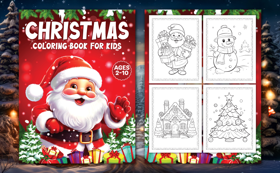 Christmas Coloring Book For Kids: This Coloring Book Features 50+ Very ...