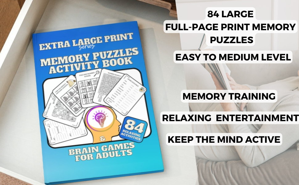 Extra Large Print Memory Puzzle Activity Book & Brain Games for Adults: Easy and Relaxing Stress ...