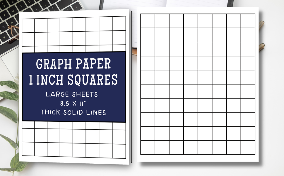 Amazon.com: Graph Paper 1 Inch Squares Large Sheets: Thick Solid Lines ...