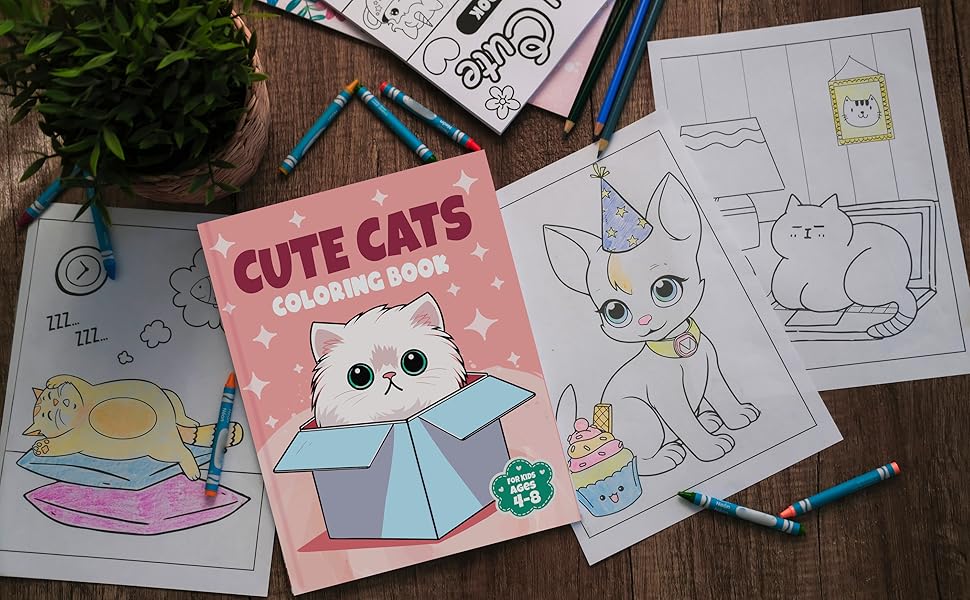 Cute Cats Coloring Book for Kids Ages 4-8: Funny Kittens Coloring Pages ...