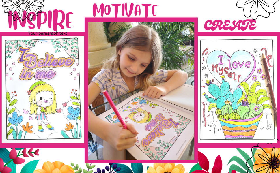 Motivational Coloring book with Inspiring Quotes for Girls: Coloring ...