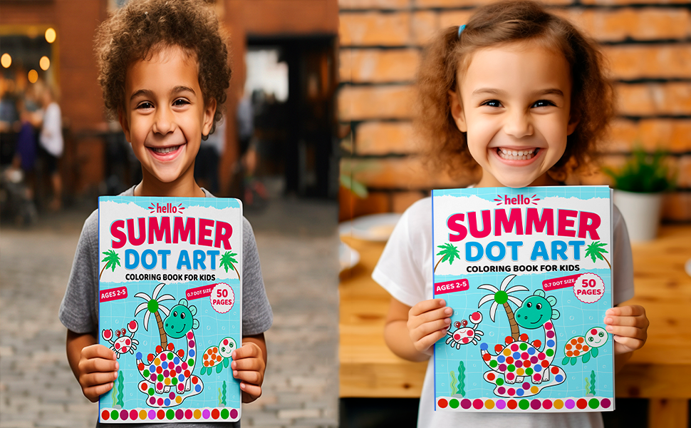 Hello Summer Dot Art Coloring Book For Kids Ages 2-5: Beautiful ...