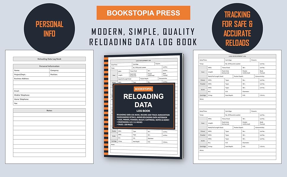 Amazon.com: Reloading Data Log Book: Ammo Reloading Data Log Book for Record and Track ...