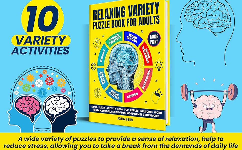 Relaxing Variety Puzzle Book For Adults: Mixed Puzzle Activity Book For Adults Including Word ...
