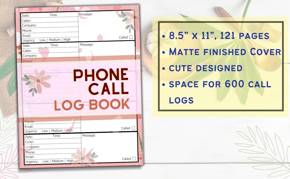Phone Call Log Book: Telephone Message for Office: Publishing, Kay ...