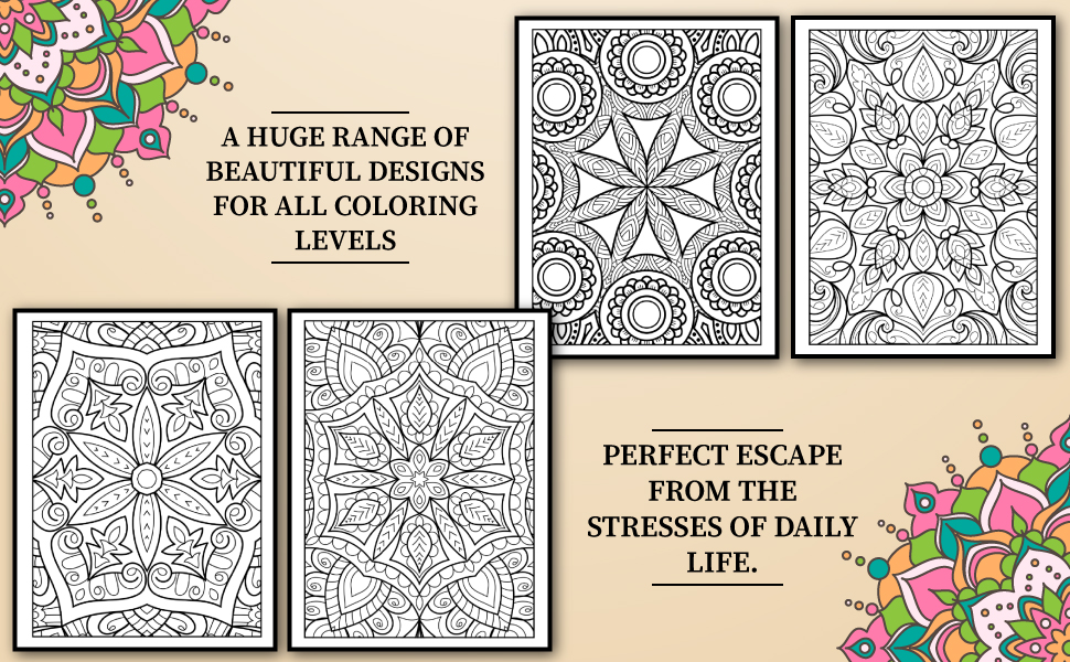 Amazon.com: Mindful Patterns Coloring Book for Adults: Large Print Adult Coloring Book Stress ...
