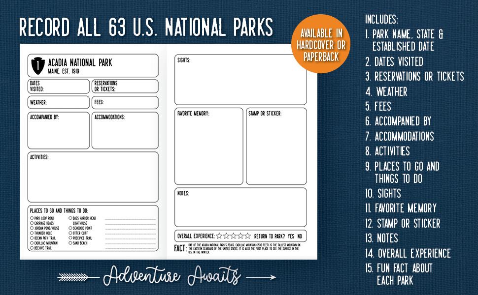 U.S. National Parks Adventure Journal & Passport Stamp Book: Record ...