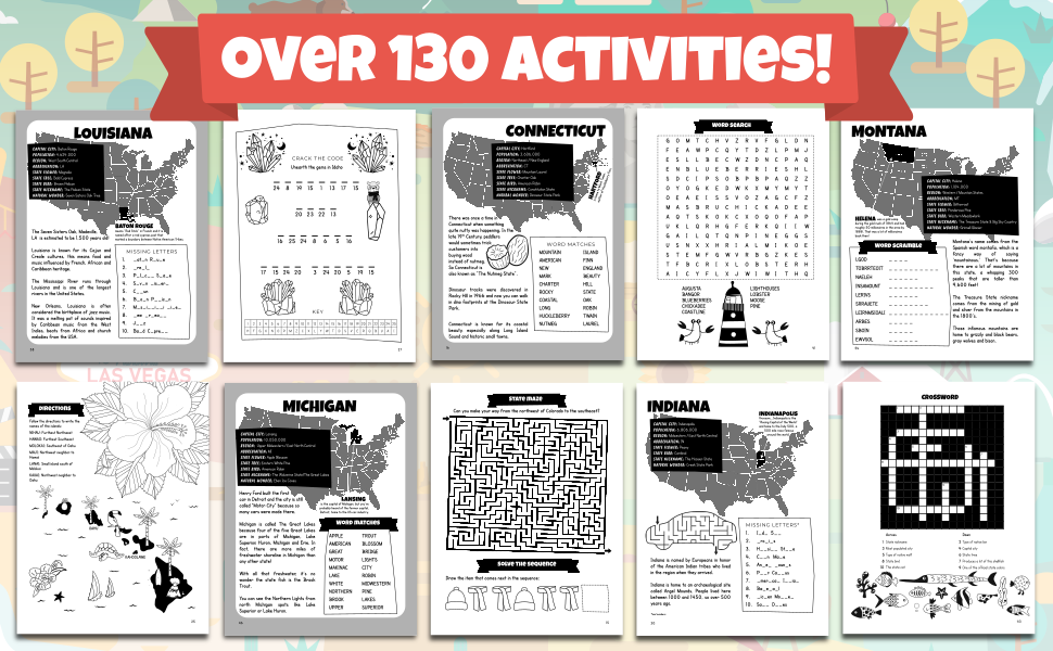 United States Activity and Fun Fact Book: 50 States Geography Workbook ...