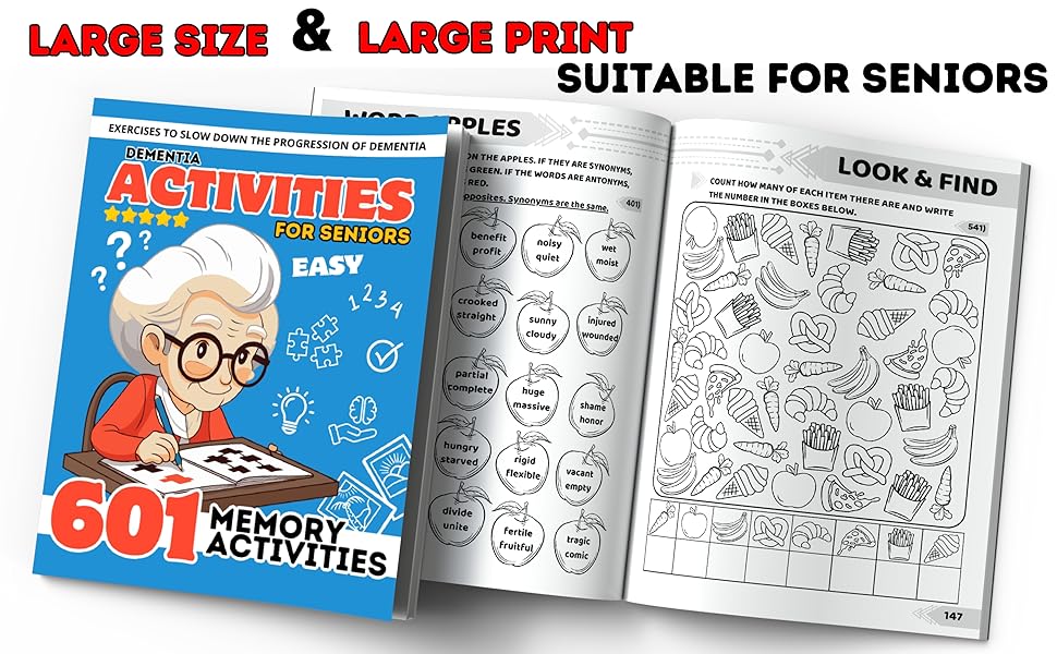 Dementia Activities for Seniors: 601 Relaxing Easy Brain Puzzles & Cognitive Memory Games for ...