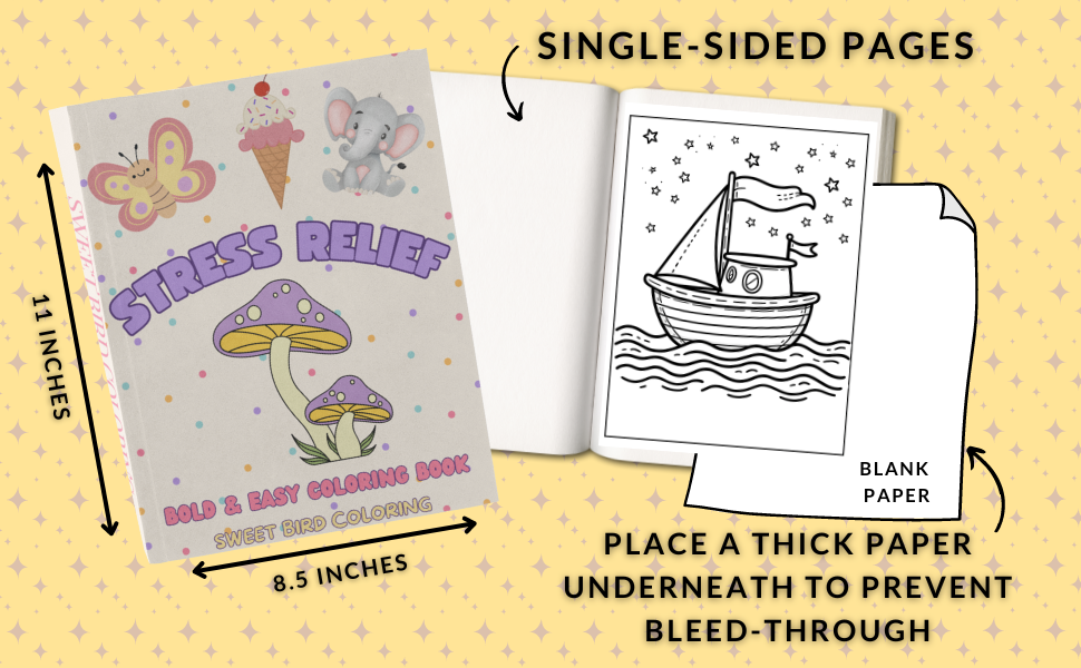 Amazon.com: Stress Relief Bold and Easy Coloring Book for all ages: 50 ...