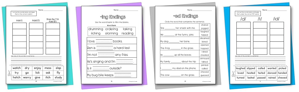 Inflectional Endings ED, ING, and S Workbook: First Grade and Second ...