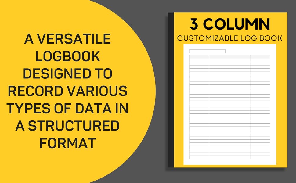 Amazon.com: Customizable Log Book 3 Column: Large Multipurpose Record ...