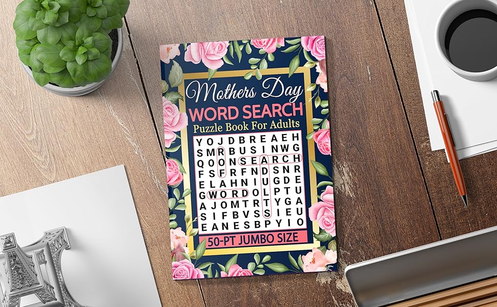 50-PT Jumbo Size Mothers Day Word Search Puzzle Book for Adults ...