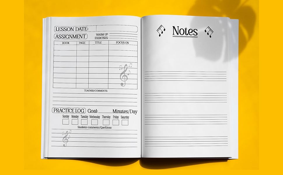 Music Practice & Assignment Notebook: Record Notes And Practice Log ...