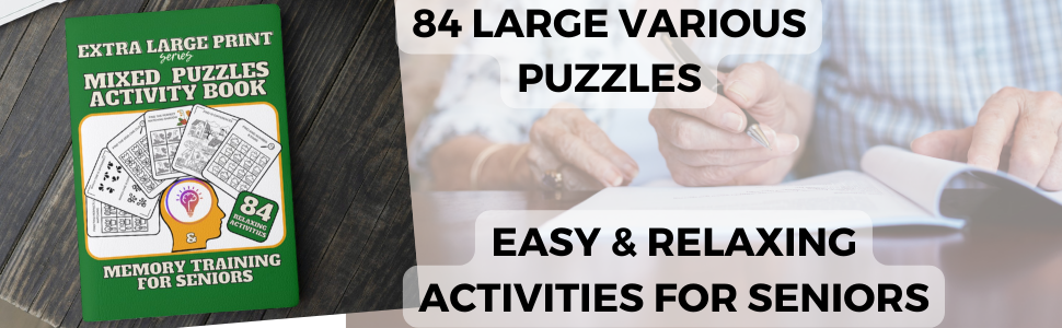 Amazon.com: Extra Large Print Mixed Puzzles Activity Book & Memory Training for Seniors: Easy ...