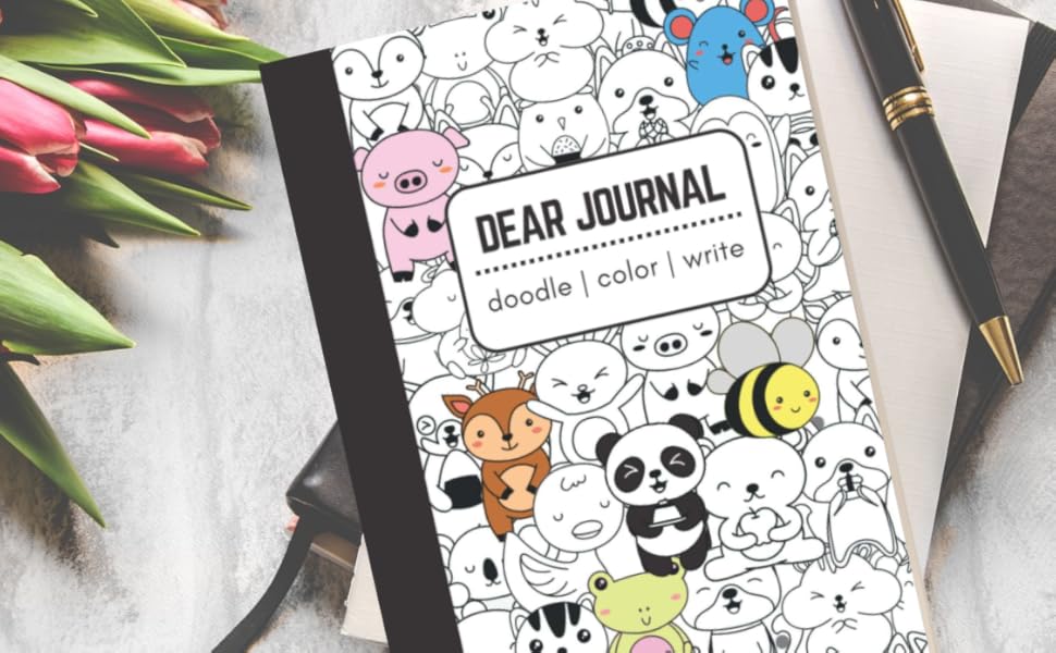 Amazon.com: Dear Journal — doodle | color | write: A cute, kawaii ...