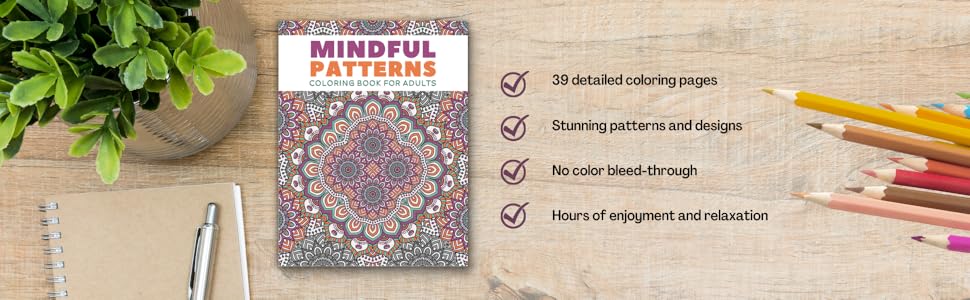 Mindful Patterns Coloring Book for Adults: Coloring Pages for Stress ...