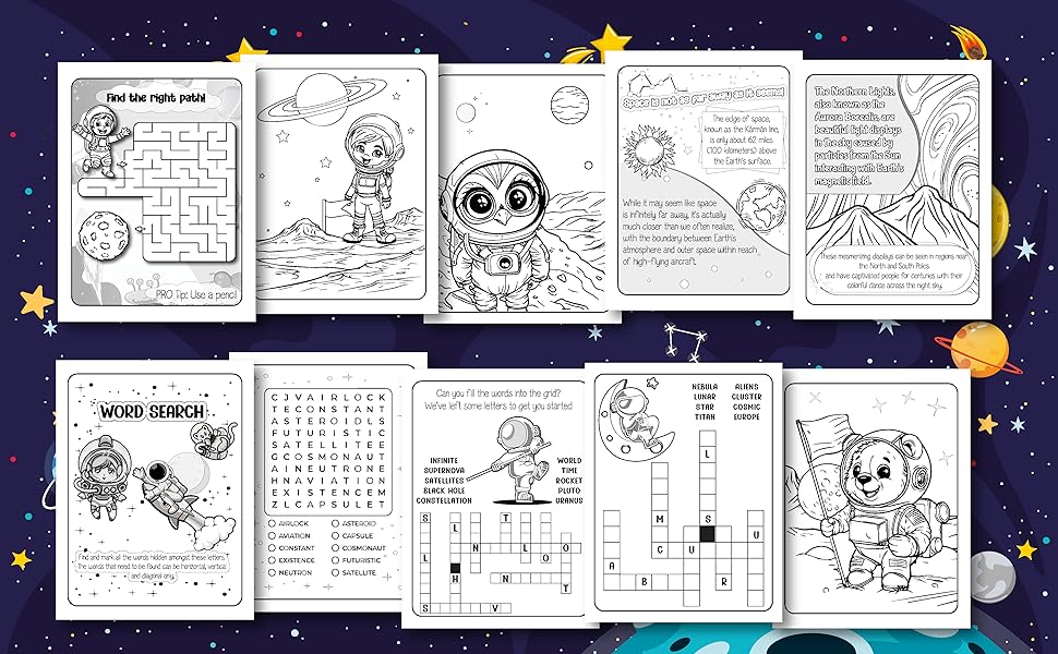 Outer Space Coloring and Activity Book for Kids - Galactic Adventure ...