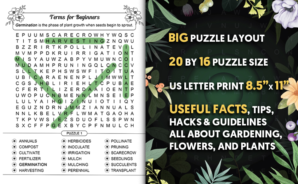 Amazing Botanicals Garden Word Search: 1800 Words in Gardening, Plants ...