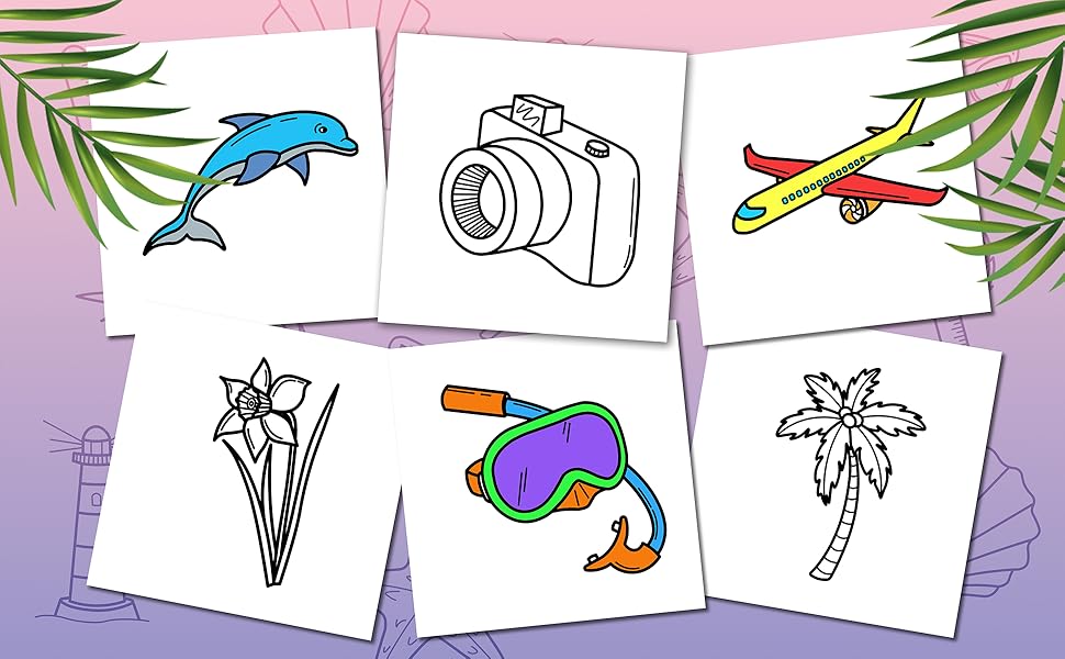 Amazon.com: Summer Coloring Book for Kids and Adults: Simple Bold and ...