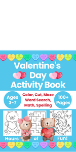 Valentine's Day Activity Book For Kids Ages 3-7: Coloring, Maze, Word ...