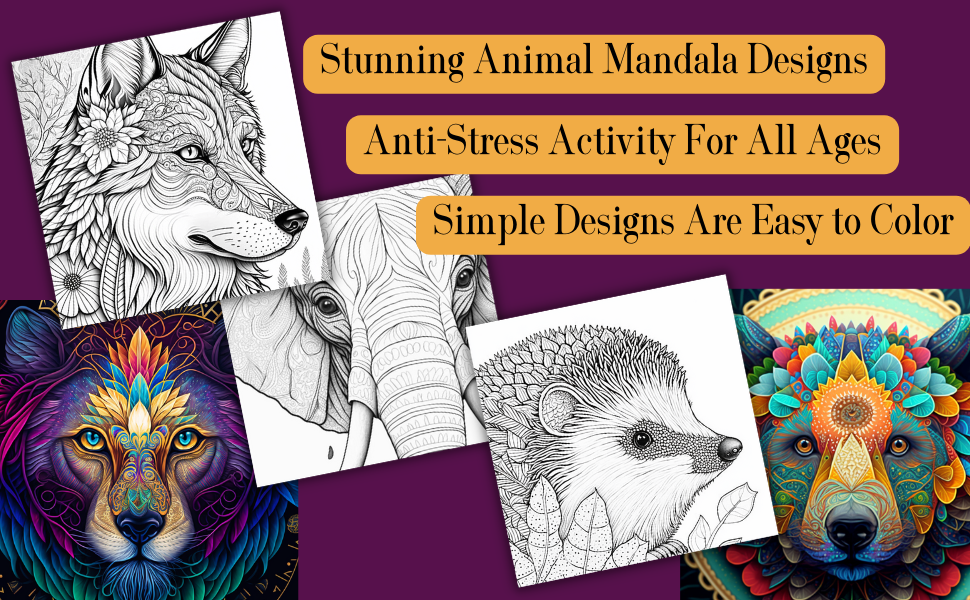 Amazon.com: Mandala Animals Coloring Book | Mini Coloring Book Adult ...
