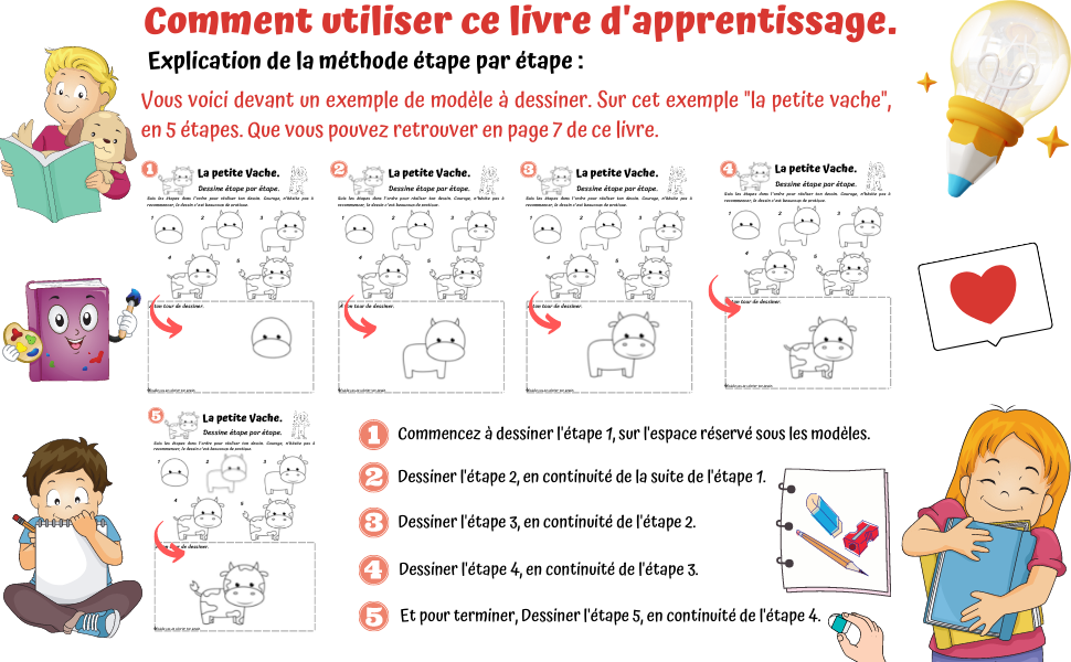 MON GROS CAHIER DE DESSINS: APPRENDRE à DESSINER , étape par étape, 115 ...