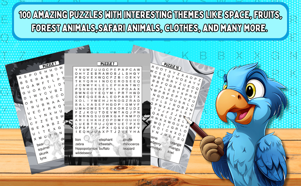 Word Search For Kids Ages 8-10: 100 Puzzles With Interesting Themes,All ...