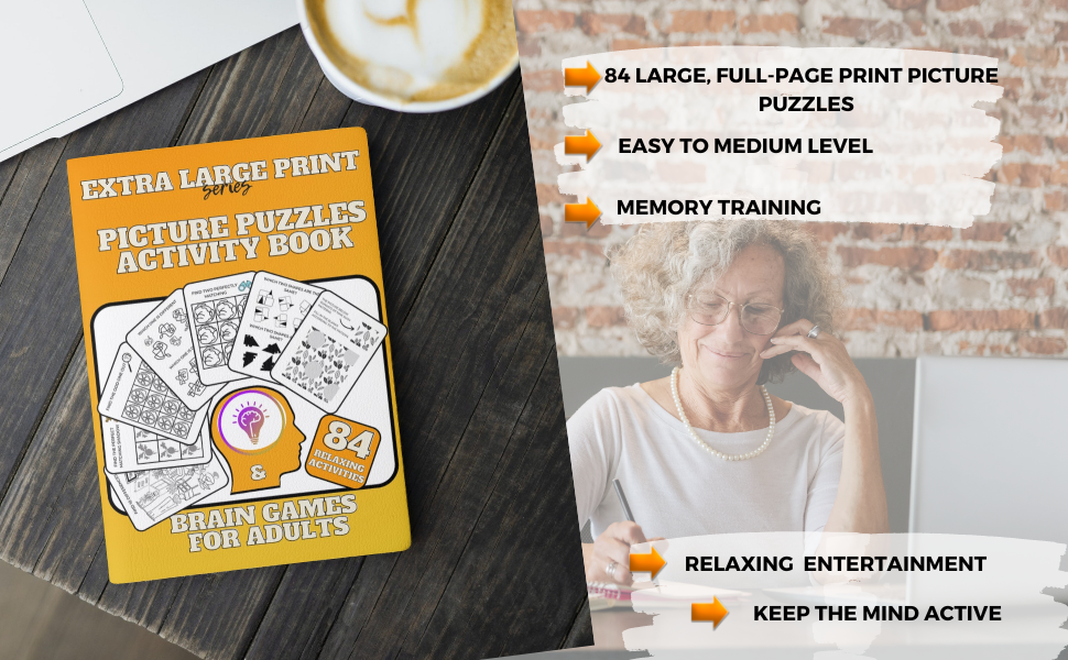 Extra Large Print Picture Puzzles Activity Book & Brain Games for Adults: Easy and Relaxing ...