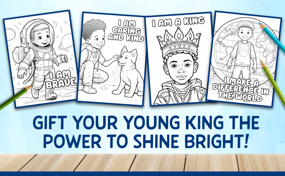 Shine Bright: Positive Affirmations Coloring Book for Black Boys ages 6-8, 9-12 to Boost Self ...
