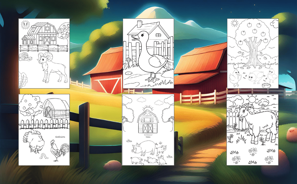 FARM ANIMALS COLORING BOOK FOR KIDS AGES 4-8: Happy Farm Animals ...