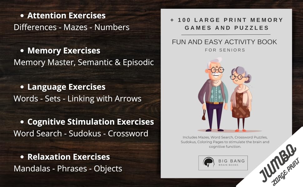 Fun and Easy Activity Book for Seniors: +100 Large Print Memory Games and Puzzles. Made for ...