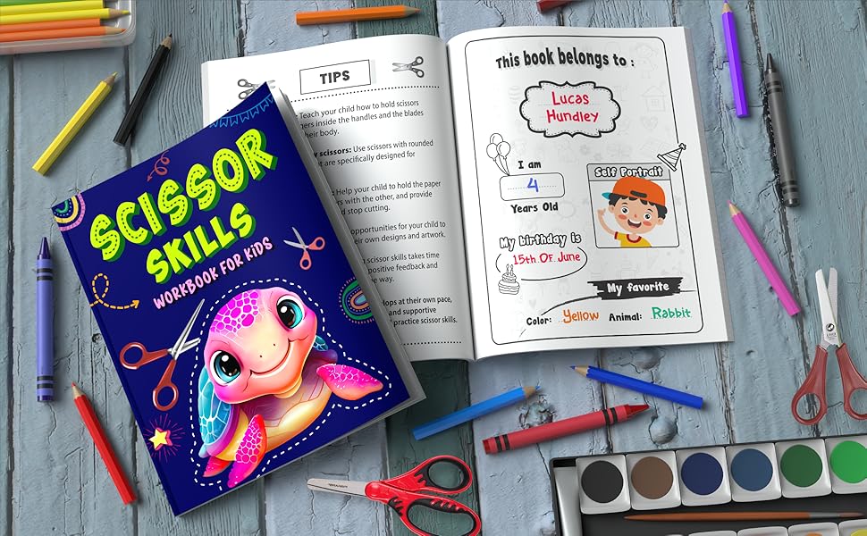 Scissor Skills Workbook For Kids: Pre-k Cutting Workbook Age 4-5 And Up ...