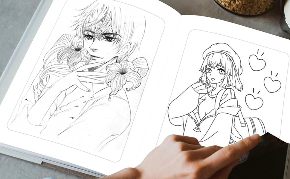 Libro de Colorear Manga y Anime: Pinta y Colorea Personajes de Manga ...