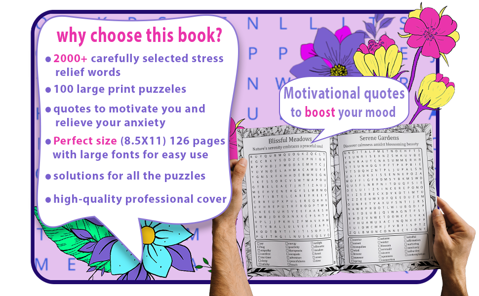 Anxiety Relief Word Search For Adults 2000 Inspirational Puzzles Book For Adults Seniors