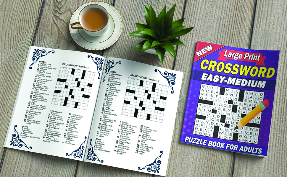 New Large Print Crossword Easy-Medium Puzzle Book For Adults: New Crossword Puzzle Book For ...