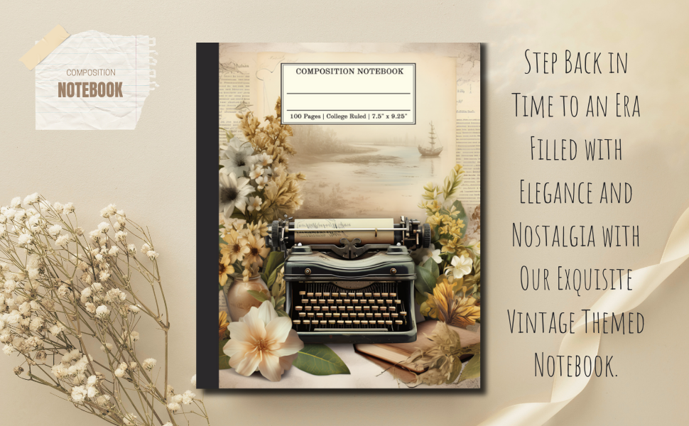 Amazon.com: Composition Notebook: Vintage Typewriter Theme | 100 Cream ...